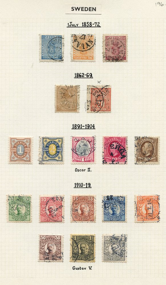 Stamp auctions by Corbitt Stamps. Stamp auction 148. Sweden.