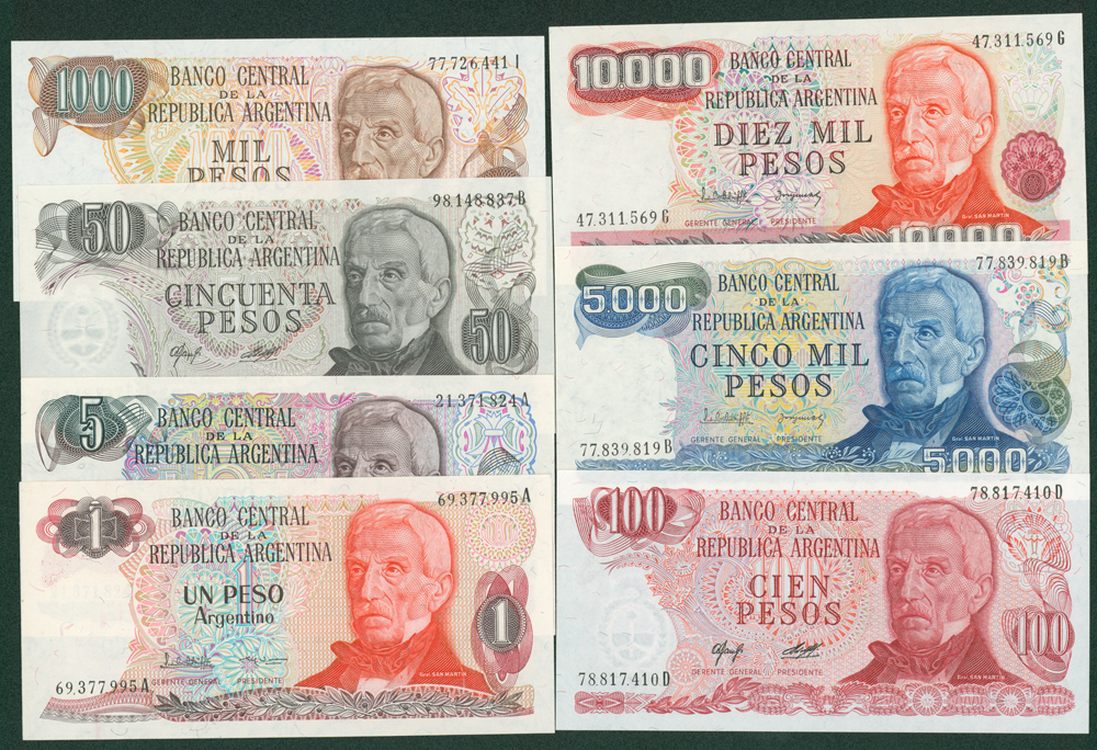 Argentina 1970's-80's Seven different notes | Barnebys